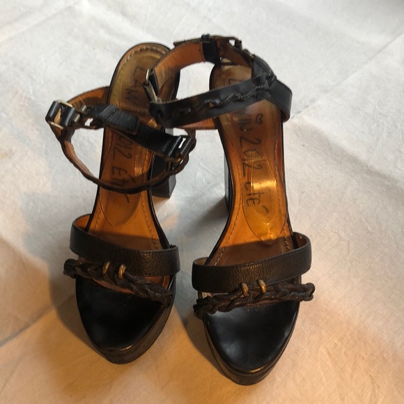 Lanvin | Shoes | Lanvin Strap Sandals Platform Size 8 Black Leather ...